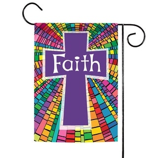 Purple White Faith Cross Outdoor Double Sided Garden Flag 18" x 12.5 ...