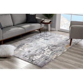 HomeRoots 8' X 10' Gray Abstract Power Loom Area Rug - 5' Octagon - Bed ...