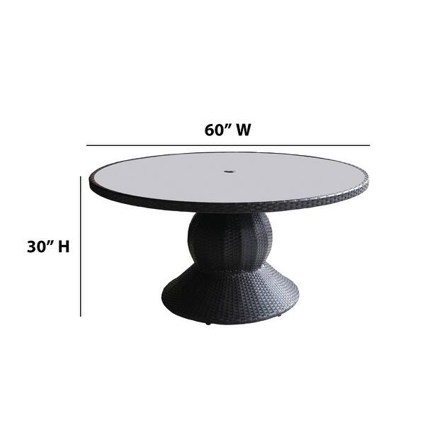 Belle 60 Inch Outdoor Patio Dining Table with 6 Armless Chairs - Bed ...