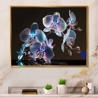 Designart "Blooming Orchid In Fluorescent Purple And Blue V" Floral ...