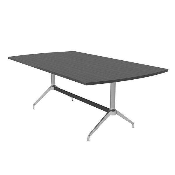 6 Person Arc Boat Shaped Conference Table With Trestle Base Power Unit ...