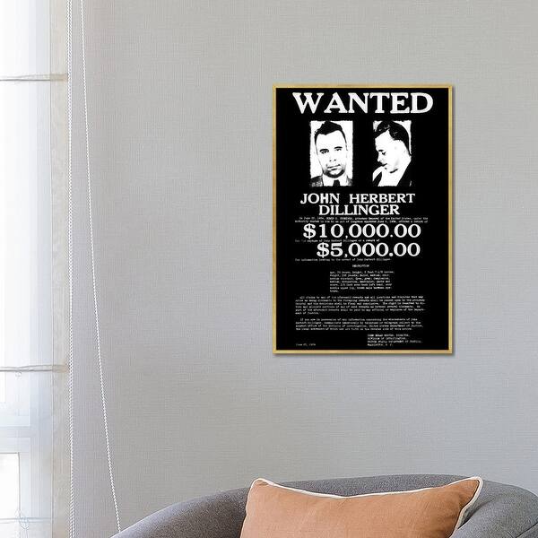iCanvas "Wanted - John Herbert Dillinger" by Unknown Artist Framed ...