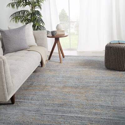 Riga Handmade Abstract Blue/ Light Tan Area Rug - Overstock - 32254456