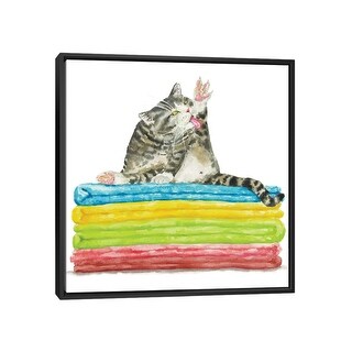iCanvas "Bathing Tabby Cat" by Alexey Dmitrievich Shmyrov Framed Canvas ...