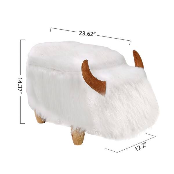 Kids Ottoman with Storage, Foot Stand and Wooden Legs,Reindeer-1 Pcs ...