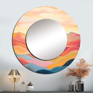 Designart "Bold Sunset Mountain Horizon" SunriseSunset Round Bathroom ...