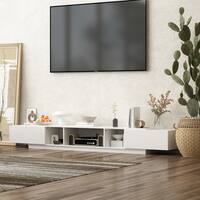 Luxurious TV Stand with Fluted Glass Doors, Functional Media Console ...