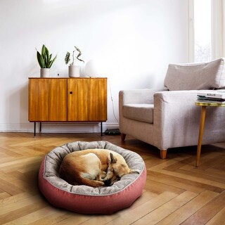Max & Marlow Plush Round Bolstered Cuddler Pet Bed, Rose, Medium - Bed ...