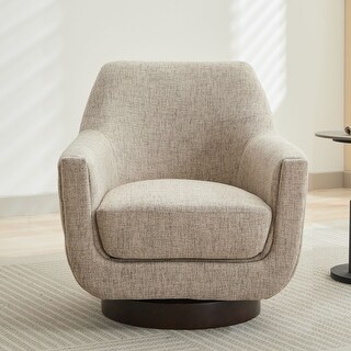 Fully Assembled U-Shaped Swivel Chair Linen Accent Armchair with ...