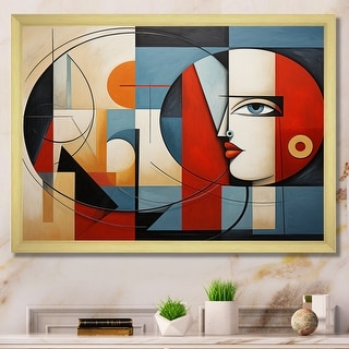 Designart "Cubism Geometric Portrait VII" Cubism Framed Wall Art Living ...