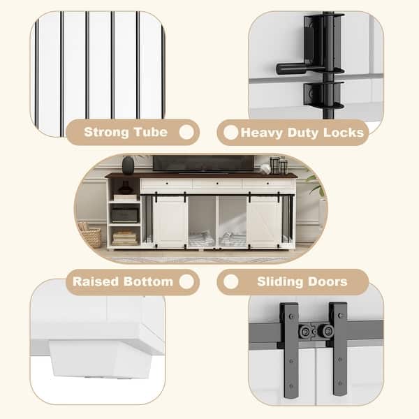 Dog Crate Kitchen Cabinet Island Dog Kennel with Push Door Shelf - 86.6 ...