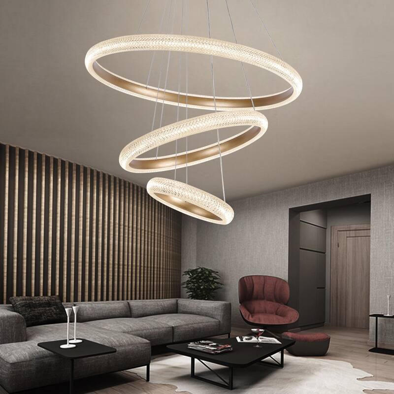 Moden Gold 3-Ring Exquisite LED Pendant Light Fixture - Bed Bath ...