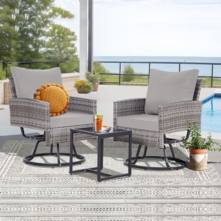 6-Piece 360-Degree Rotating Patio Swivel Rocker Chairs with Side Table ...