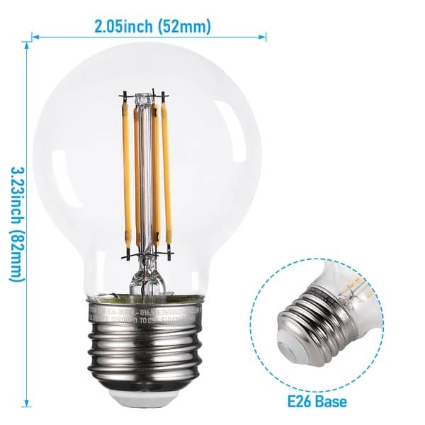 Dimmable G16.5 LED Bulb, 5.5W, E26 Base, 500lm, 2700K Soft White ...