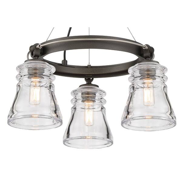 Lavery Graham Avenue Smoked Iron & Clear Glass 3 Light Semji Flush ...