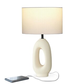 Serena 10 in. Modern Cream Beige Globe LED Super Bright Table and Desk ...