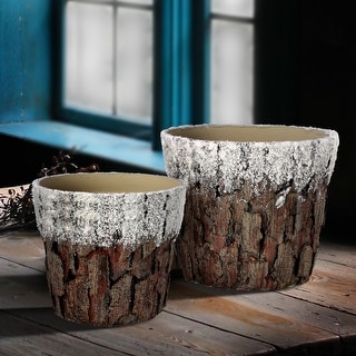 6.5 -8.5" Bark Pot with Snow Set of 2 - Bed Bath & Beyond - 36560803