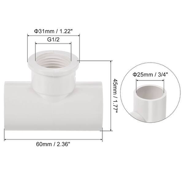 Tee Pipe Fitting Female Thread DN20 3/4" ID Socket Adapter 3Pcs - Bed ...