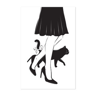 Cat Lady Drawing Animals Fashion Feminine Figurative Art Print/Poster ...