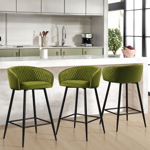 Velvet Upholstered Counter Height Bar Stools with Arms Metal Legs 34.6 H x 20.5 W x 20.7 D On Sale Bed Bath Beyond 39466375
