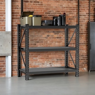 3-Tier Industrial Shelving Rack - 63in, Heavy Duty Steel Shelving Unit ...