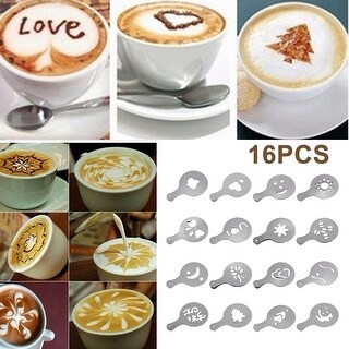16Pcs Diy Coffee Latte Cappuccino Mold Art Baking Stencils Template ...