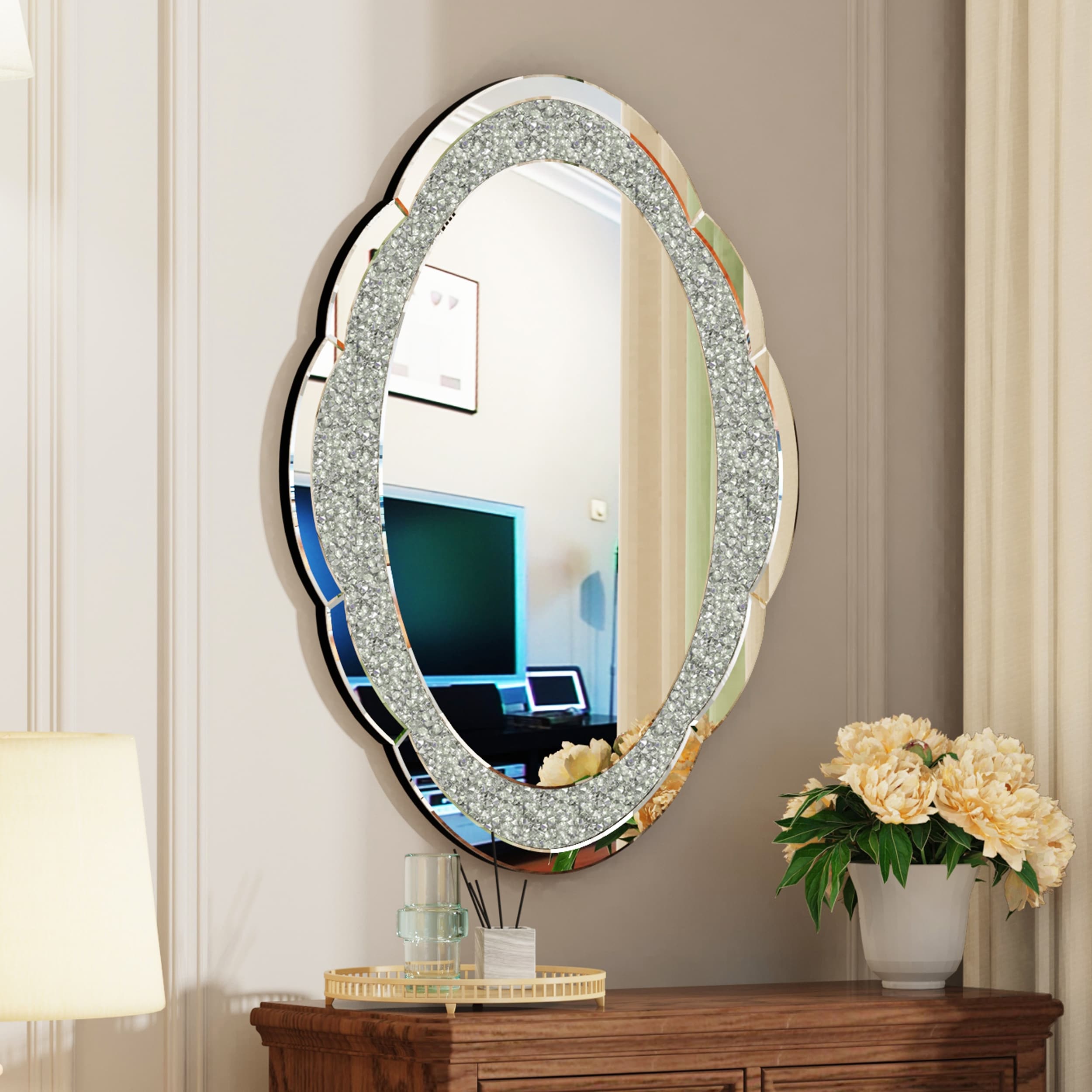 Crystal Accent Round Wall Mirror - On Sale - Bed Bath & Beyond - 37291554