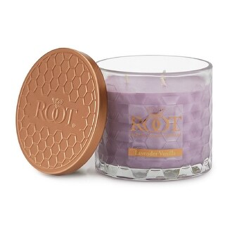 Root Lavender Vanilla Scented 3 Wick Signature Honeycomb Jar 12 Oz