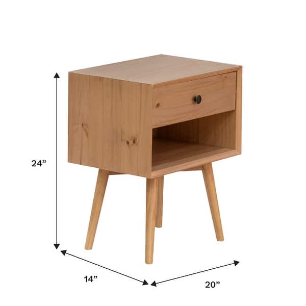 Middlebrook Mid-Century Solid Wood 1-Drawer, 1 Shelf Nightstand - Bed ...