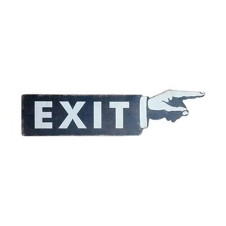First of a Kind Metal Exit Sign Pointing Hand Finger, Distressed Black ...