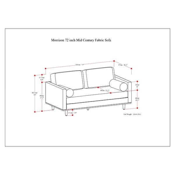 WYNDENHALL Brixley 72 inch Wide Mid-Century Modern Sofa - 72"W x 38.25 ...