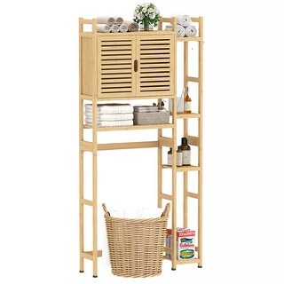 Bamboo Over-The-Toilet Storage Space Saver Storage Cabinet W/ Shelf ...