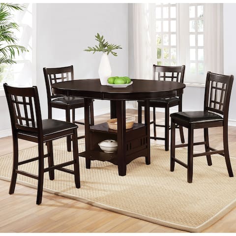 Jaden 5-piece Espresso and Black Square Counter Height Dining Set ...