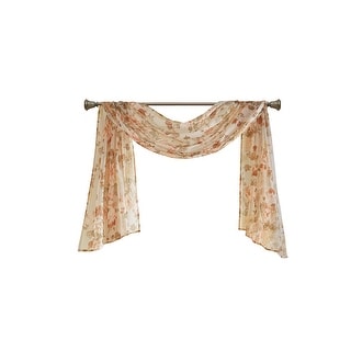 Gracie Mills Caelum Mauve Floral Print Voile Sheer Window Scarf - Bed ...