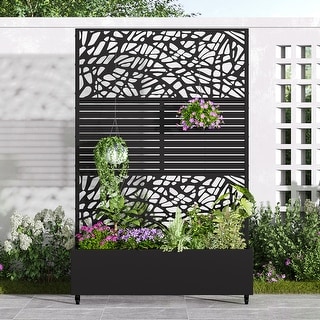 Metal Movable Planter Box with Trellis Privacy Screen Planter Box with ...