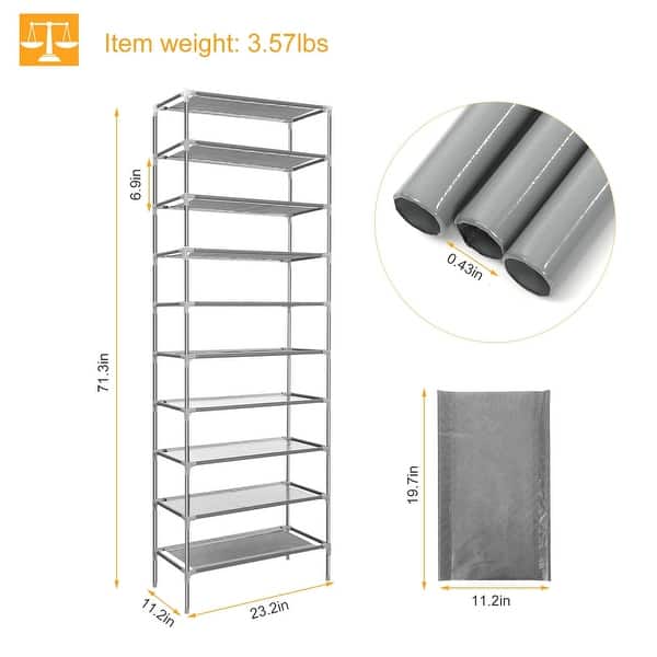 10 Tiers Shoe Rack Shelves Stackable - 10-tier - Bed Bath & Beyond ...