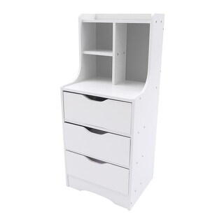 Modern Nightstand High Bedside Table, Multifunctional Bedside Cabinet ...
