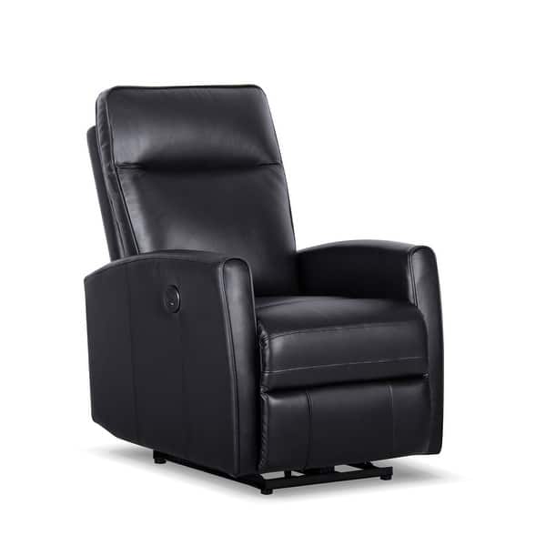 Black Leather Power Recliner with USB Port and Wave Cushioning - Bed ...