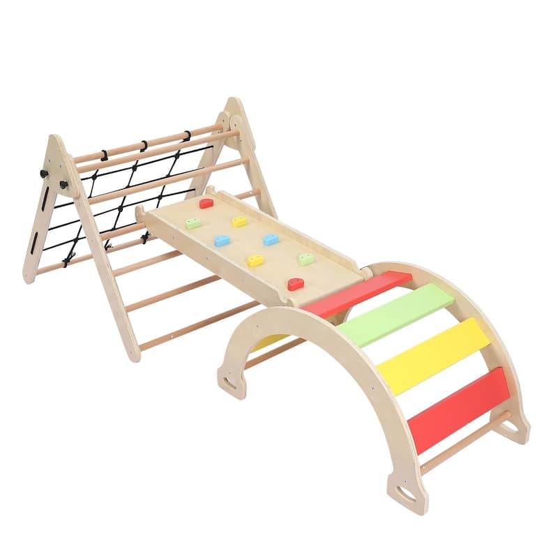 Indoor Foldable Gym Playset,Large Triangle Set with Sliding Ramp ...