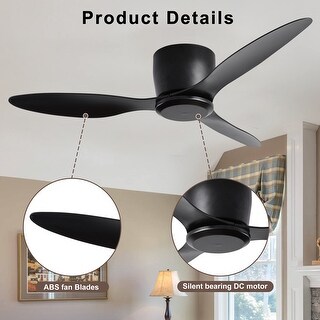 Ceiling Fan No Light, Low-profile Ceiling Fans with Remote Control ...