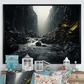 Designart "Waterfall Dynamic Plunge" Waterfall Framed Wall Art Prints ...