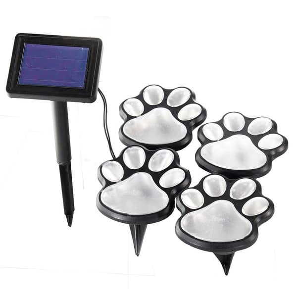 4pc Solar Powered LED Dog Paw Print Garden Walkway Lights - Solar ...