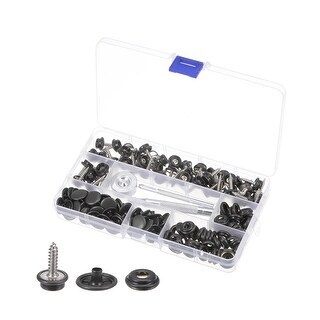 50 Sets Screw Snap Fasteners Kit 15mm Metal Snaps with Dies, Black ...