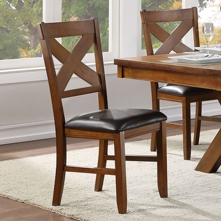 Espresso and Walnut Side Chair with X-Shape Back (Set of 2) - Bed Bath ...
