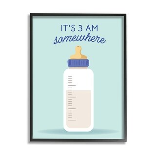Stupell It's 3am Somewhere Phrase Framed Giclee Art Design by Emily ...