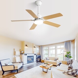 Energy Saving Ceiling Fan Noiseless Ceiling Fan with Remote, White ...