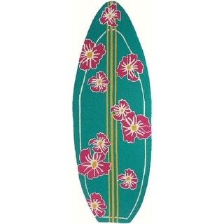 21" x 60" Green and Pink Surfboard Shaped Area Rug - Bed Bath & Beyond ...