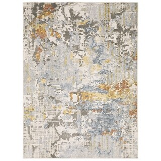 Hoover Beige/Blue Abstract Area Rug - Bed Bath & Beyond - 34848727