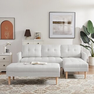 Linen Sectional Sofa Bed with Ottoman - Bed Bath & Beyond - 41346501