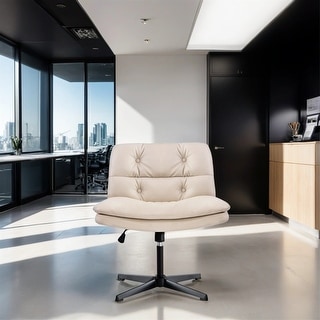 Armless Swivel Leather Home Office Desk Chair,No Wheels - Bed Bath ...